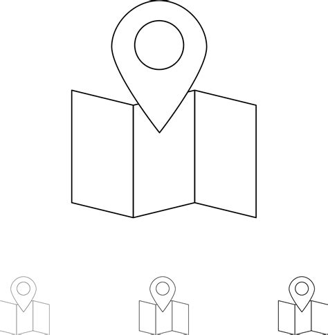 Location Map Pointer Bold And Thin Black Line Icon Set Vector Art At Vecteezy