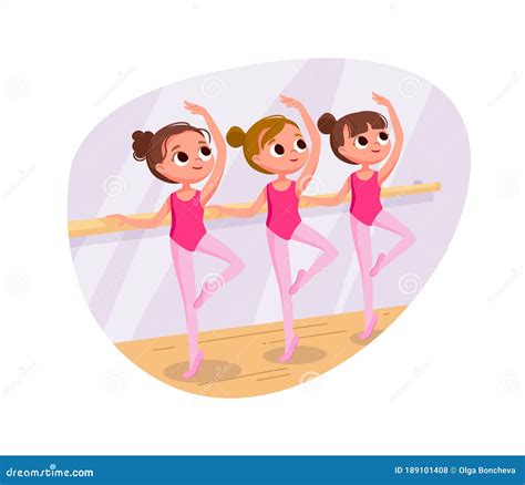 Ballet Classes Cartoon Style Vector Illustration Isolated On White Background Ballerina Ballet