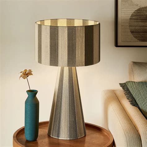 Renae Handwoven Striped Cotton Thread Table Lamp Stylish Design Furniture