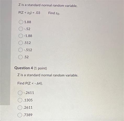 solved z is a standard normal random variable p z