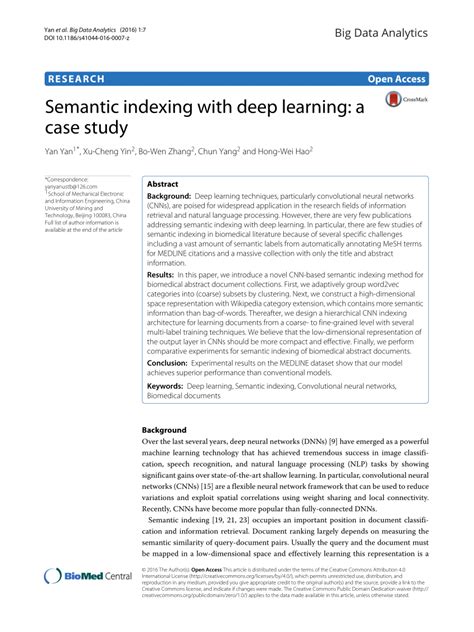 PDF Semantic Indexing With Deep Learning A Case Study