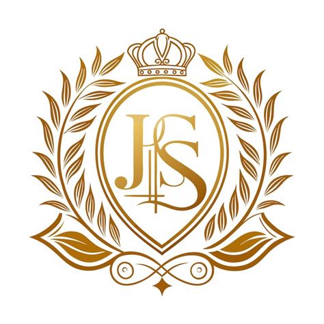 Golden Crowned Initials Js With Elegant Laurel Wreath Design Premium Ai Generated Vector