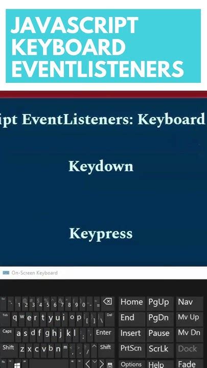 Javascript Event Listeners Keyboard Events Short Event Javascript Shorts Youtube
