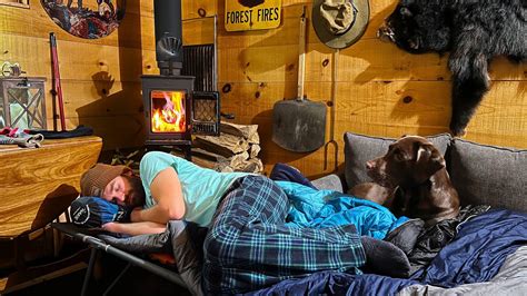 Winter Camping In Tiny Off Grid Cabin In The Woods Camping Alert
