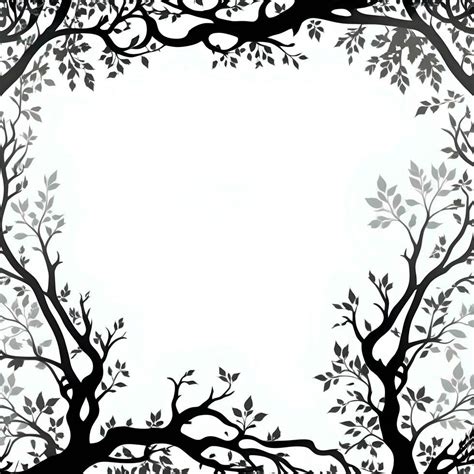 AI Generated Tree Silhouette Border Frame Illustration 35441842 Stock