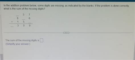Solved In The Addition Problem Below Some Digits Are