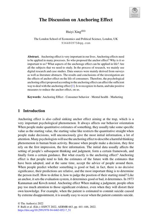 PDF The Discussion On Anchoring Effect