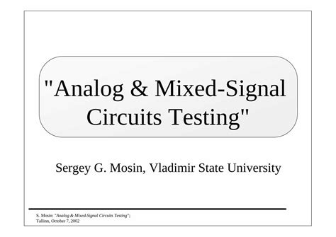 Pdf Analog And Mixed Signal Circuits Testing Ttueeraiubreason