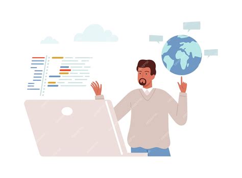 Communication Mondiale Homme Programmeur De Travail Ou Personnages De Développeur Garçon