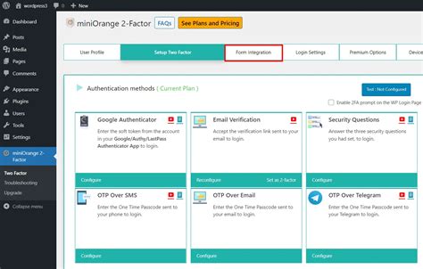how to set up 2fa on custom login form wordpress 2fa login
