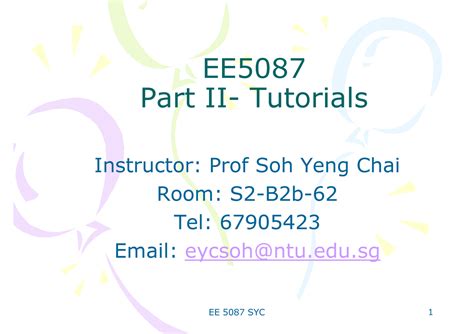 EE Tut Solution Trigo Updated EE SYC EE Part II Tutorials Instructor Prof Soh
