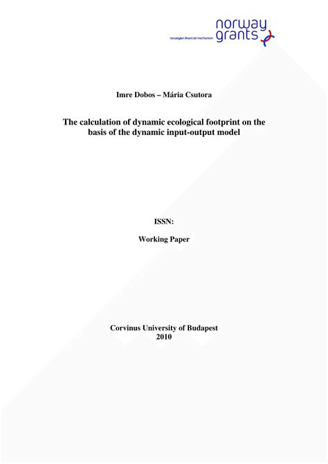 PDF The Calculation Of Dynamic Ecological Footprint On The Basis Of
