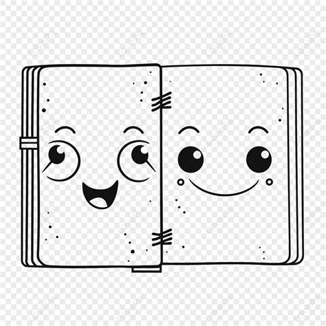 아이들을 위한 행복한 얼굴 색칠 페이지가 있는 두 권의 책 스케치 드로잉 개요 벡터행복하다라인 아트 Png 일러스트 무료 다운로드 Lovepik