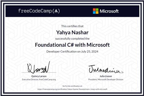 Yahya Nashar On Linkedin Certification Csharp Programming