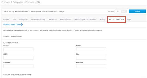 Product Feed Data Products Shopline Help Center