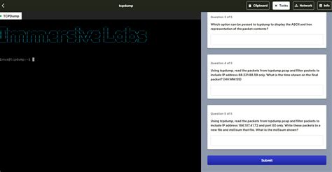 Solved Tcpdump Clipboard X Tasks I Network Info • Tcpdump