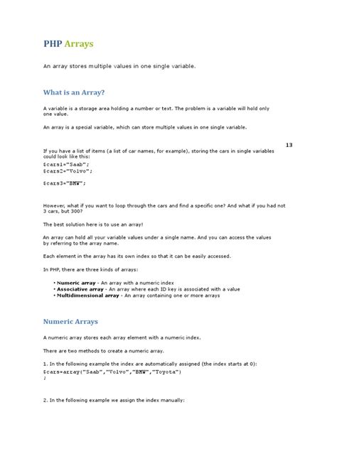 Php Arrays Pdf Array Data Type Array Data Structure