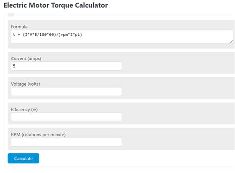 Electric Motor Torque Calculator Calculator Academy