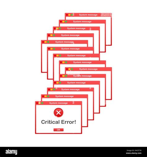 Vintage User Interface Critical Error Warning Message Vector Stock