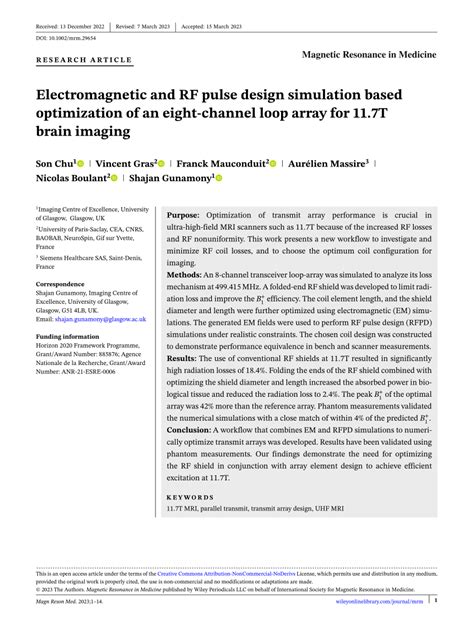 Pdf Electromagnetic And Rf Pulse Design Simulation Based Optimization