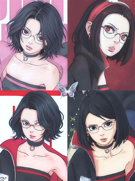 𝑺𝒂𝒓𝒂𝒅𝒂 𝑼𝒄𝒉𝒊𝒉𝒂 ≽• ˕ • ྀི≼ Glasses Outfit Anime Style Sarada