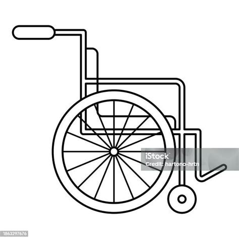 휠체어 라인 아트 건강 관리 테마와 라인 아트 벡터 스타일이 있는 벡터 일러스트레이션입니다 편집 가능한 벡터 요소 건강관리와 의술에 대한 스톡 벡터 아트 및 기타 이미지