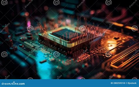 Complexity Of Computer Chip Circuit Board A Futuristic Engineering Marvel Generated By Ai Stock