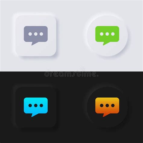 Speech Bubble Icon Set Multicolor Neumorphism Button Soft Ui Design Stock Vector