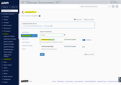 Setting Modsecurity On Cpanel Sys Opsid Herdiana3389