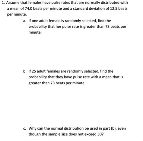 solved assume that females have pulse rates that are