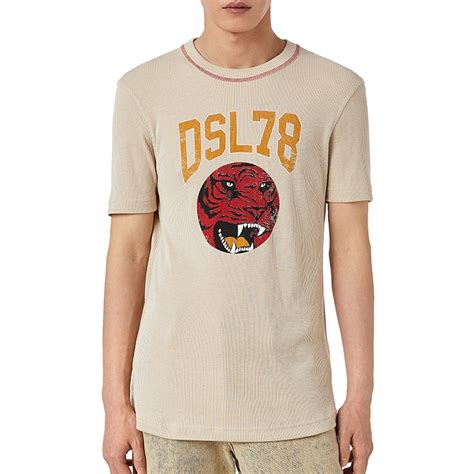 【楽天市場】 Diesel ディーゼル メンズ プリント ストレッチ クルーネック 半袖tシャツ カットソー【cl T Ruffle】【サイズm】【ミルクティーベージュ】die M T F4