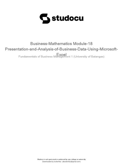 Business Mathematics Module 18 Presentation And Analysis Of Business Data Using Microsoft Excel