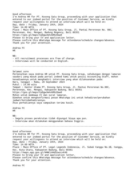 Interview Invitation Pdf Indonesia