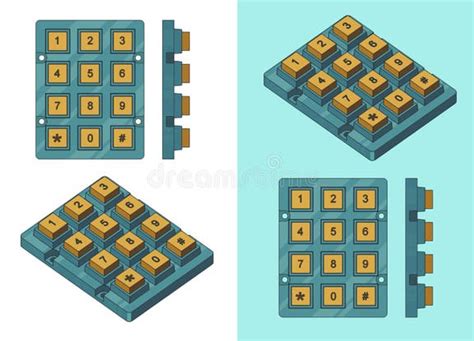 Numeric Keypad Color Blueprints Stock Vector Illustration Of Buttons