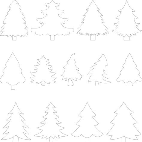 Christmas Tree Line Art Vector Art At Vecteezy