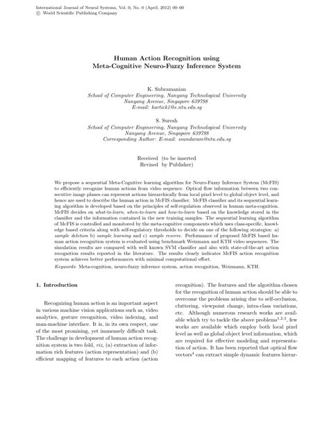 Pdf Human Action Recognition Using Meta Cognitive Neuro Fuzzy Inference System
