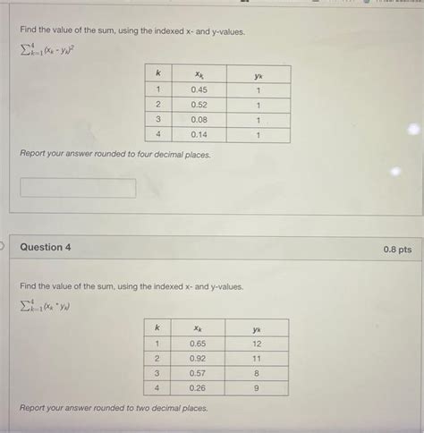 Solved Find The Value Of The Sum Using The Indexed X And