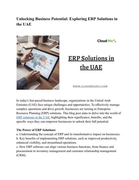 Ppt Unlocking Business Potential Exploring Erp Solutions In The Uae Powerpoint Presentation