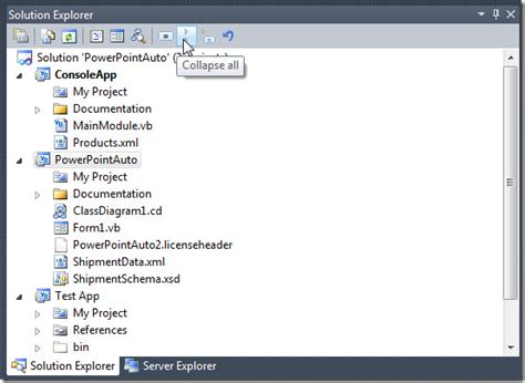 Collapse Sync Visual Studio 2010 Solution Explorer To Current Item