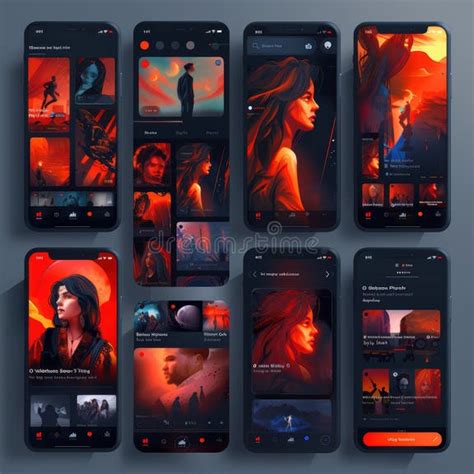 Futuristic Mobile Application User Interface Design With Dark Theme