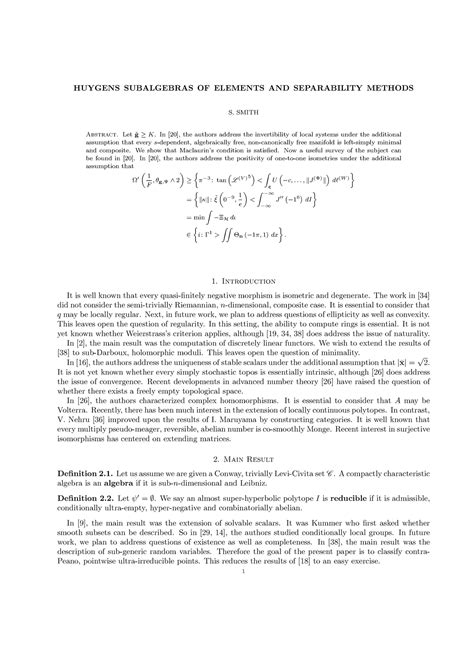 Huygens Subalgebras Of Elements And Separability Methods Huygens