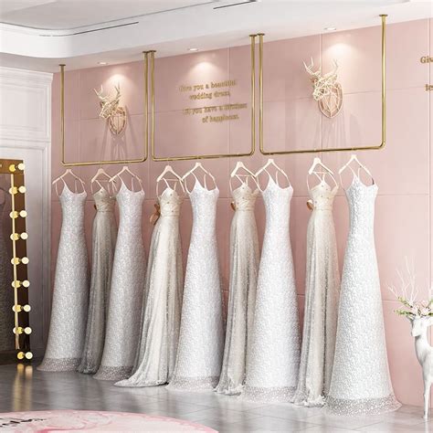 Source Bridal Store Gold Wall Mounted Wedding Dress Rack Boutique