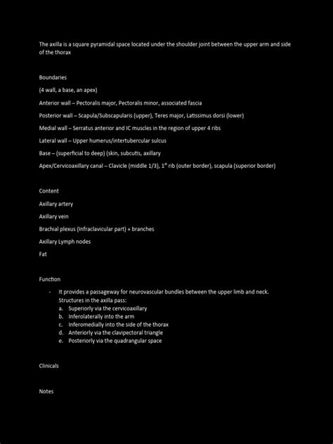 The Axilla Is A Square Pyramidal Space Located Under The Shoulder Joint Between The Upper Arm