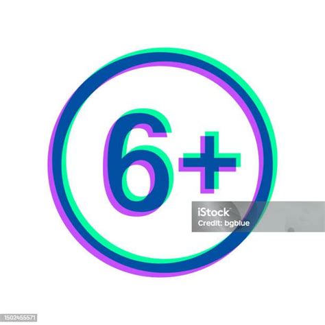 6 6 더하기 기호 연령 제한 흰색 배경에 두 가지 색상이 오버레이된 아이콘 3차원 형태에 대한 스톡 벡터 아트 및 기타 이미지 3차원 형태 6 개념 Istock