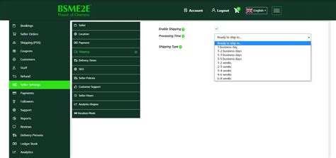 Shipping Settings BSMe2e