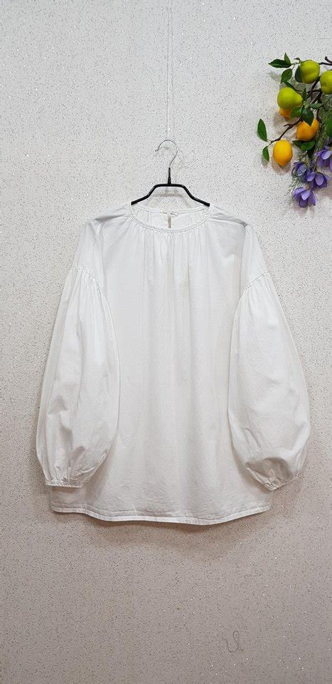 소매 벌룬 박스 면 블라우스 헬로마켓