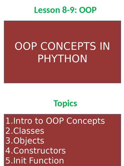 Lesson 9 Object Oriented Programming Pdf