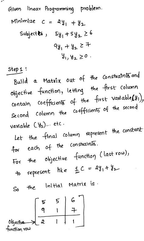 Solved Write The Dual Of The Given Minimization Linear Programming Course Hero