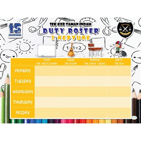 Duty Roster Jadual Bertugas Kelas Sekolah Shopee Malaysia