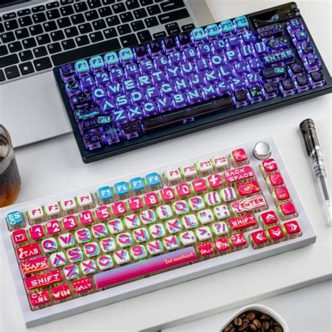 Cyberpunk Gothic Pudding Keycap Asa Profile Pbt Four Sided Light Transmission 122 Keys
